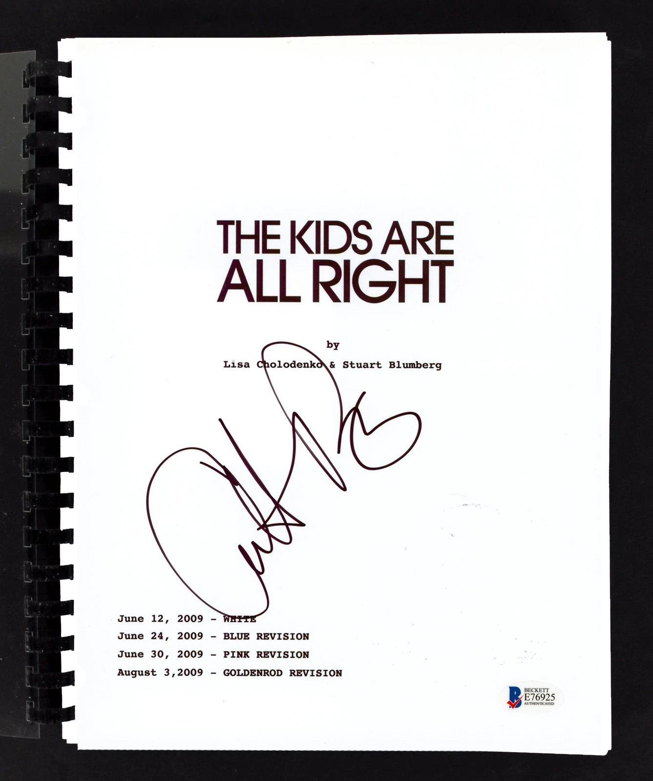 Annette Bening The Kids Are All Right Authentic Signed Movie Script BAS ...