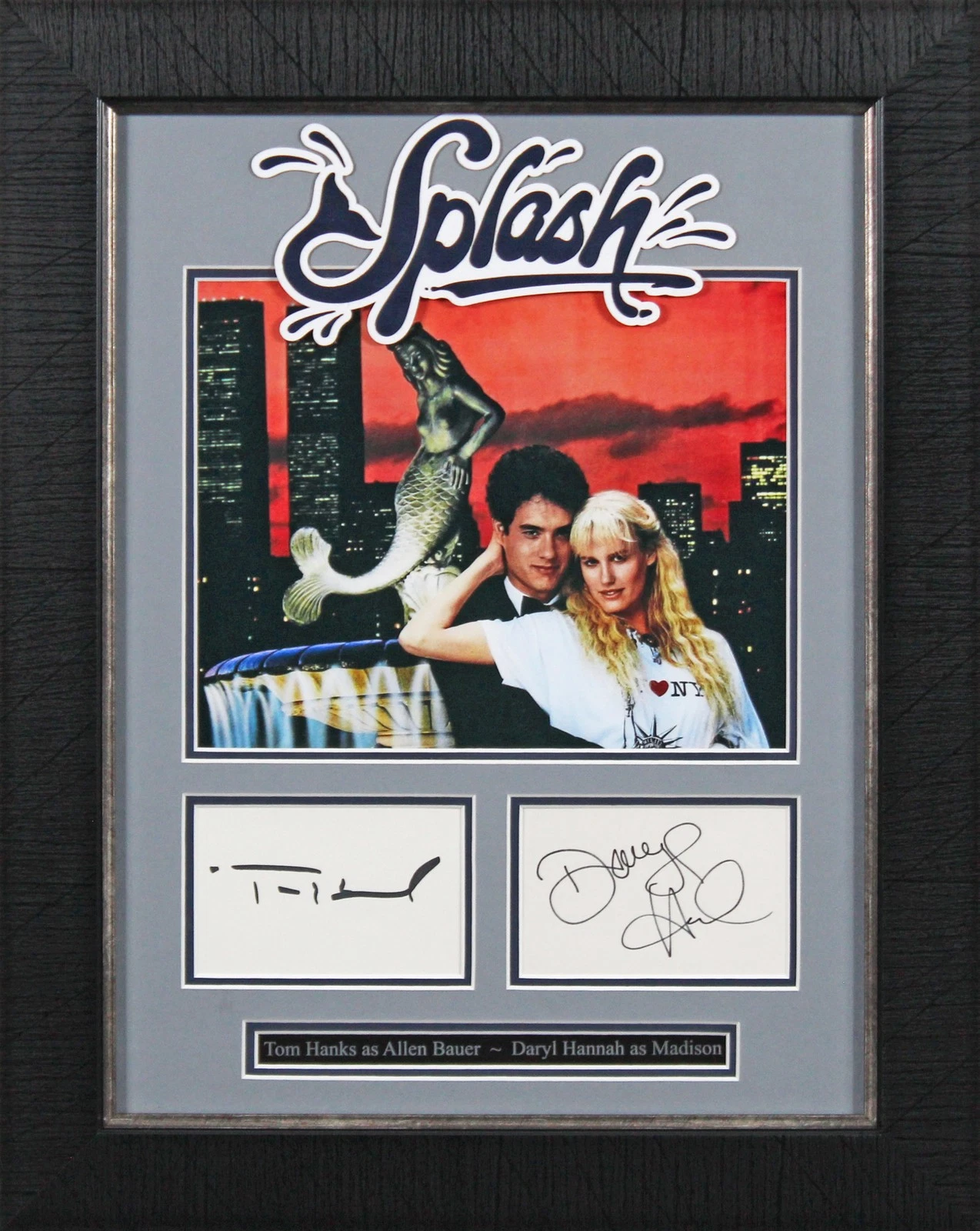 Daryl Hannah & Tom Hanks Splash Signed Index Card Framed Display BAS # ...