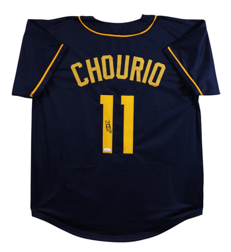 Jackson Chourio Authentic Signed Navy Pro Style Jersey JSA Signature ...