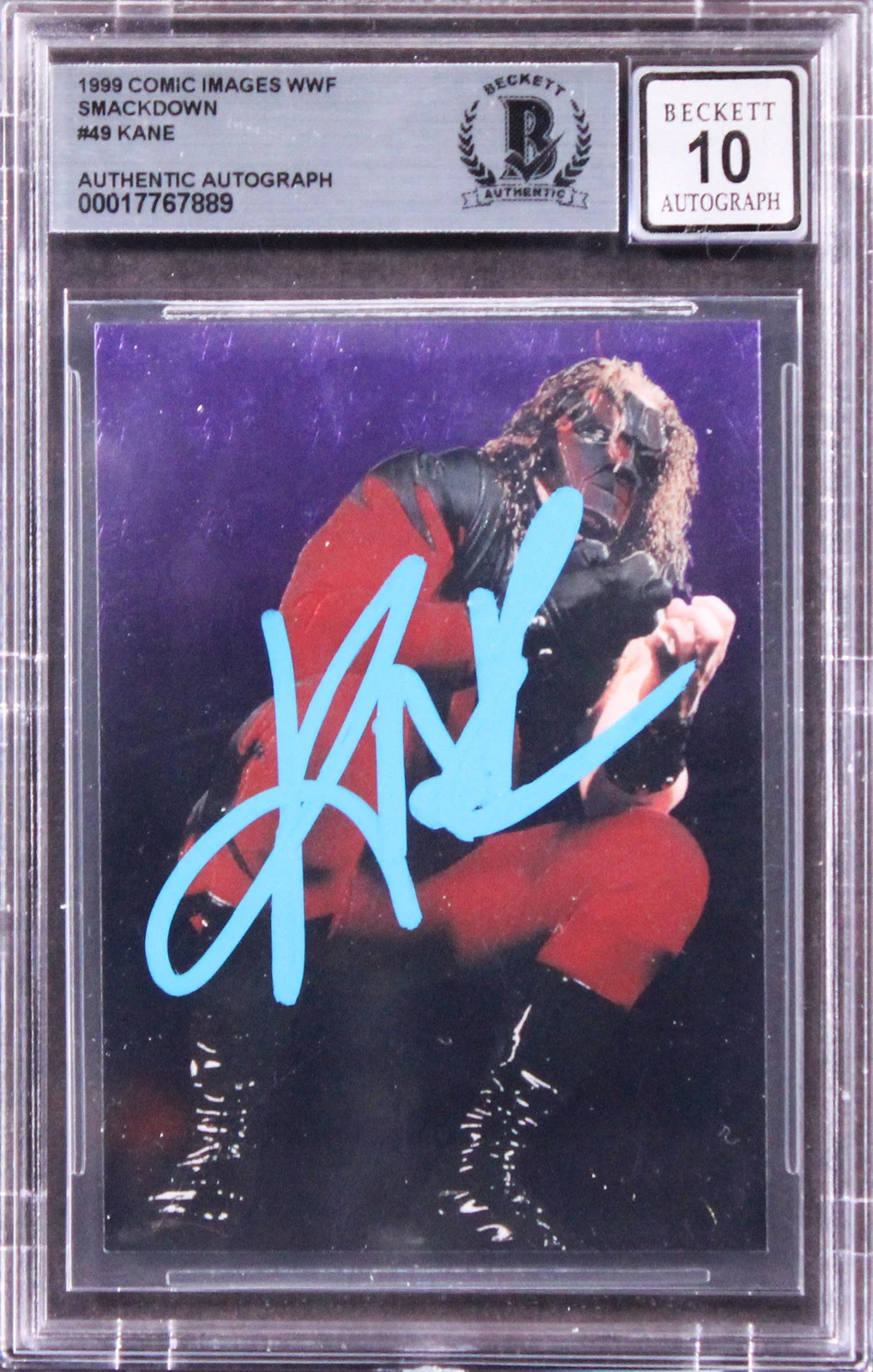 Kane Signed 1999 Comic Images WWF Smackdown #49 Card Auto Gem Mint 10 ...