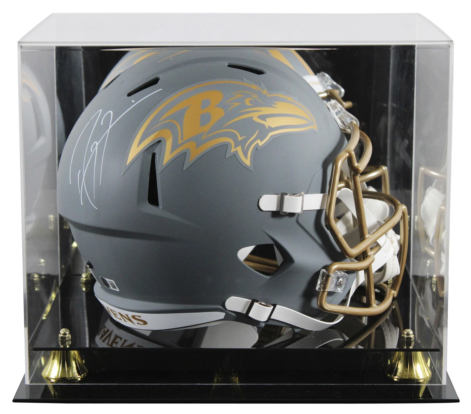 Ravens Ray Lewis Signed Slate Full Size Speed Rep Helmet W/ Case BAS ...