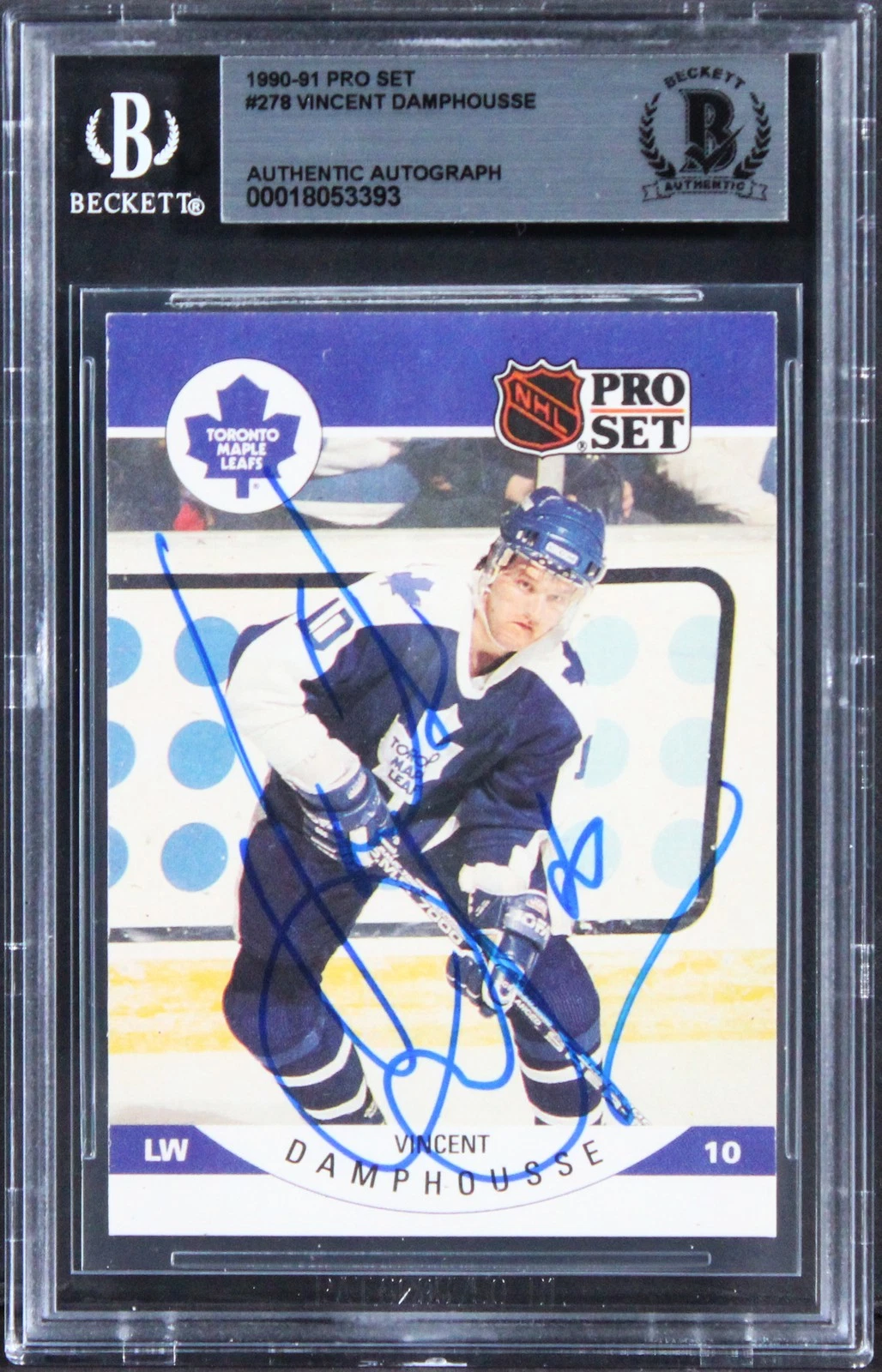 Maple Leafs Vincent Damphousse Signed 1990 Pro Set #278 Card BAS ...