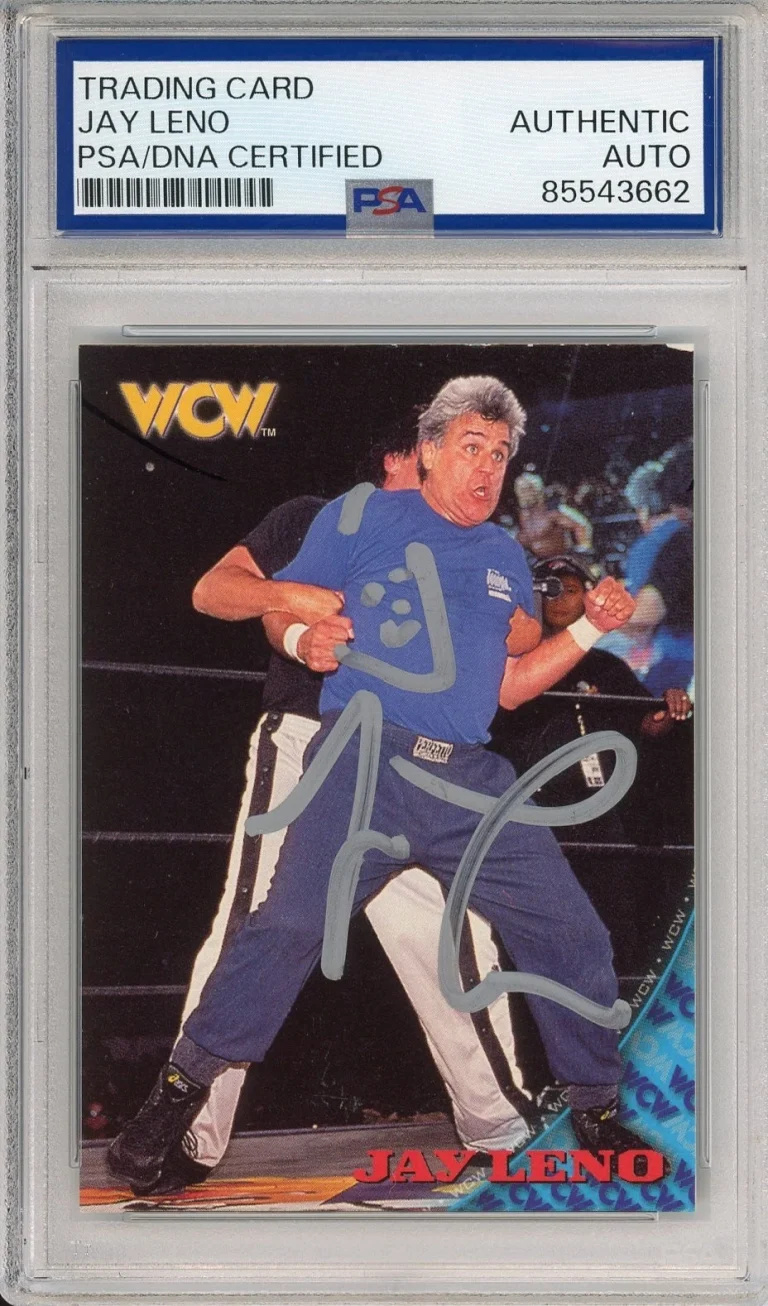 1998 Topps WCW Jay Leno Signed Card The Tonight Show Autographed PSA ...