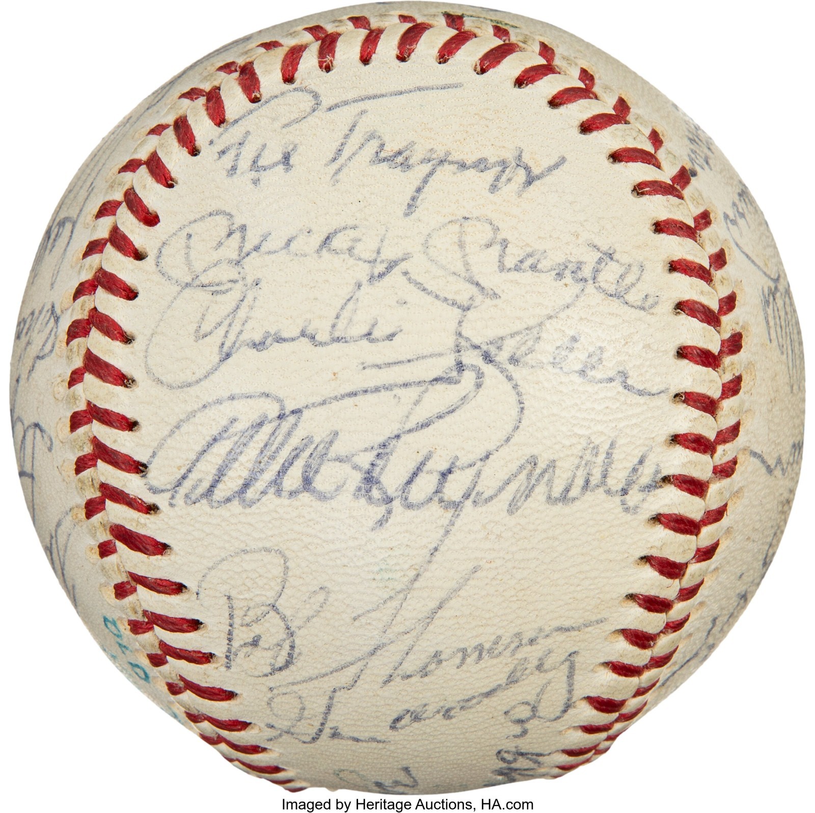 Mickey Mantle & Joe Dimaggio 1969 Old Timers Game HOF Signed Baseball ...