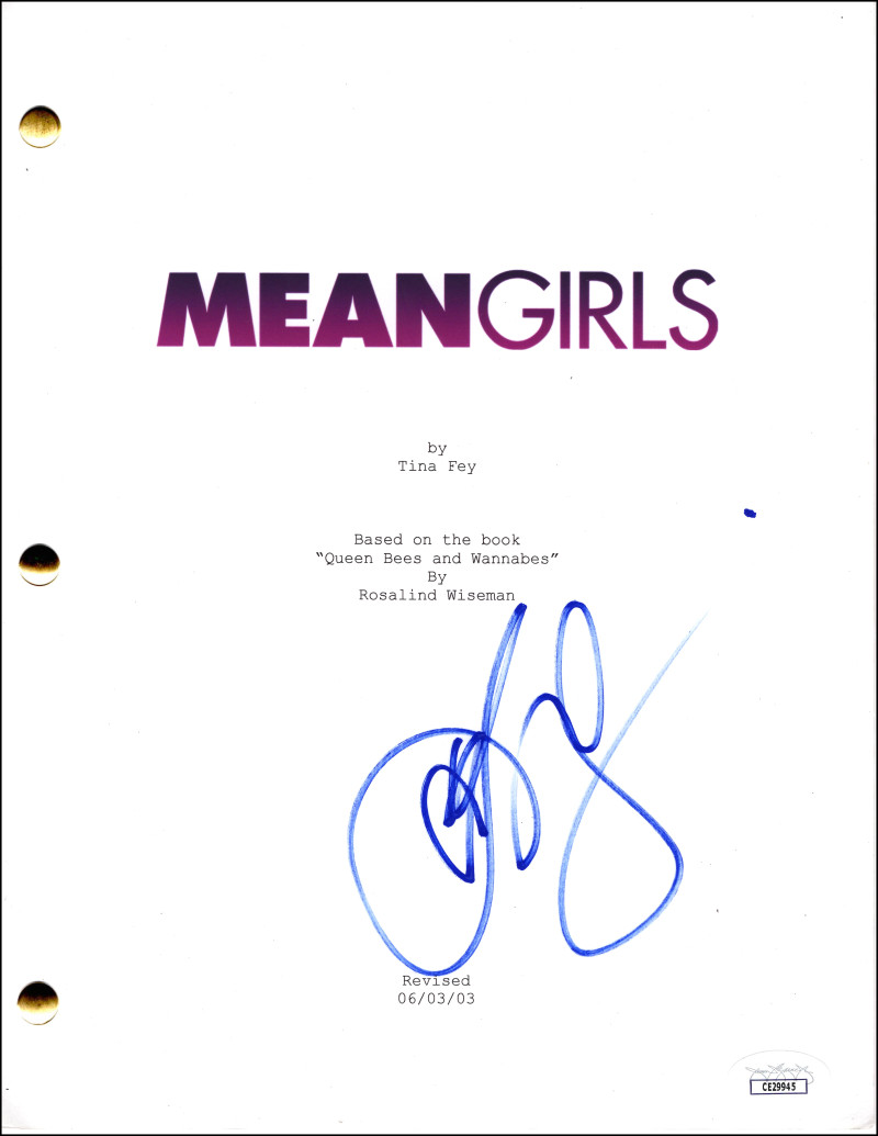 Lindsay Lohan Signed Autograph Mean Girls Full Movie Script Screenplay ...