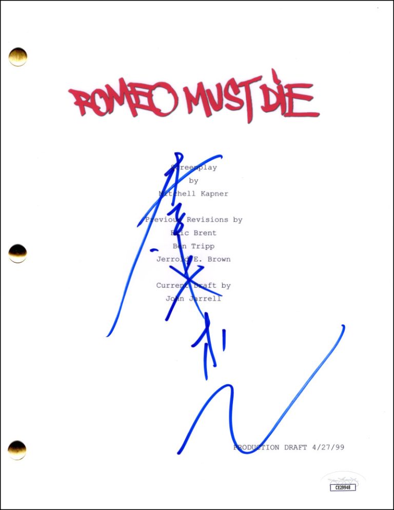 Jet Li Signed Autograph Romeo Must Die Movie Script - Costarring ...