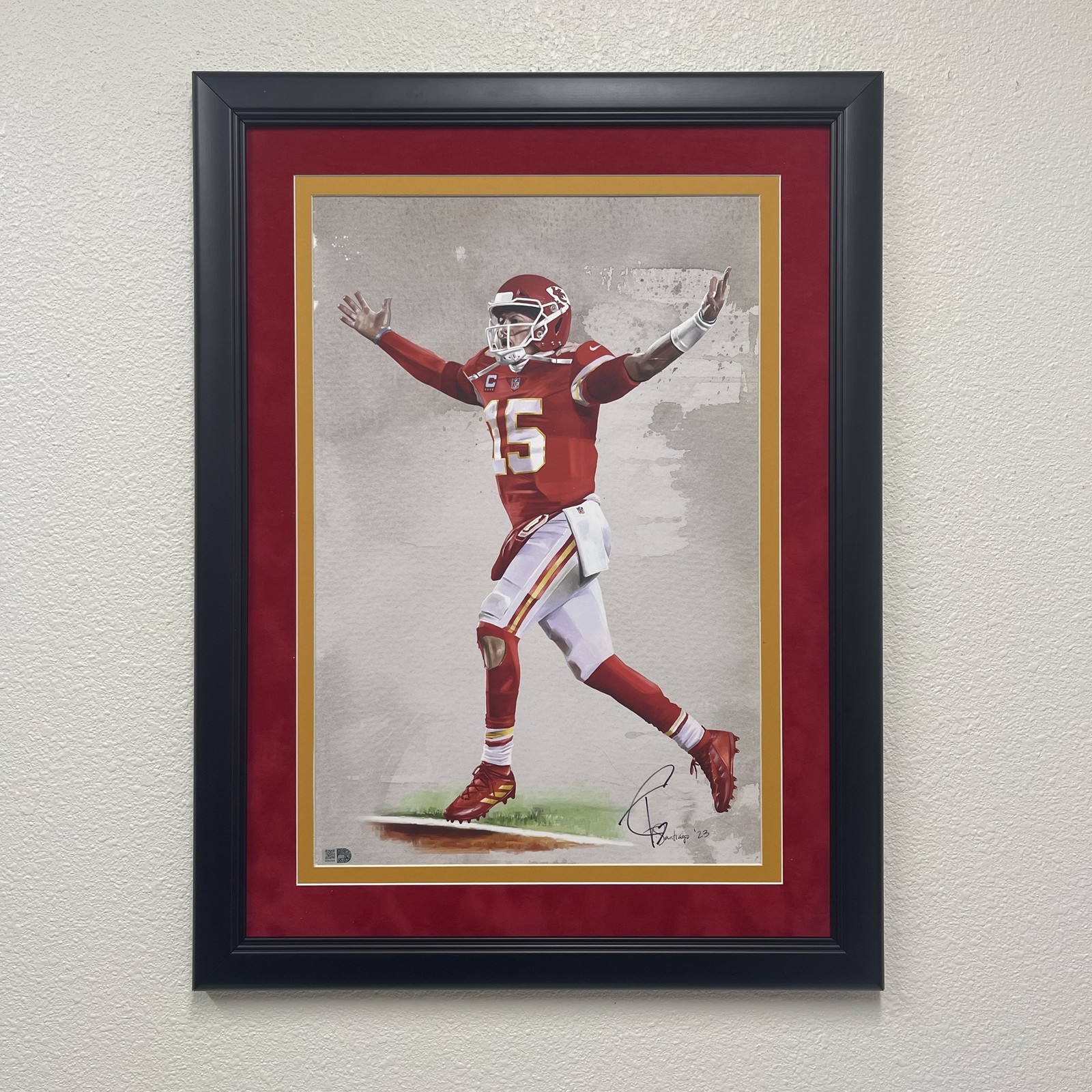 Patrick Mahomes Custom Framed Lithograph Signed by artist Tony Santiago ...
