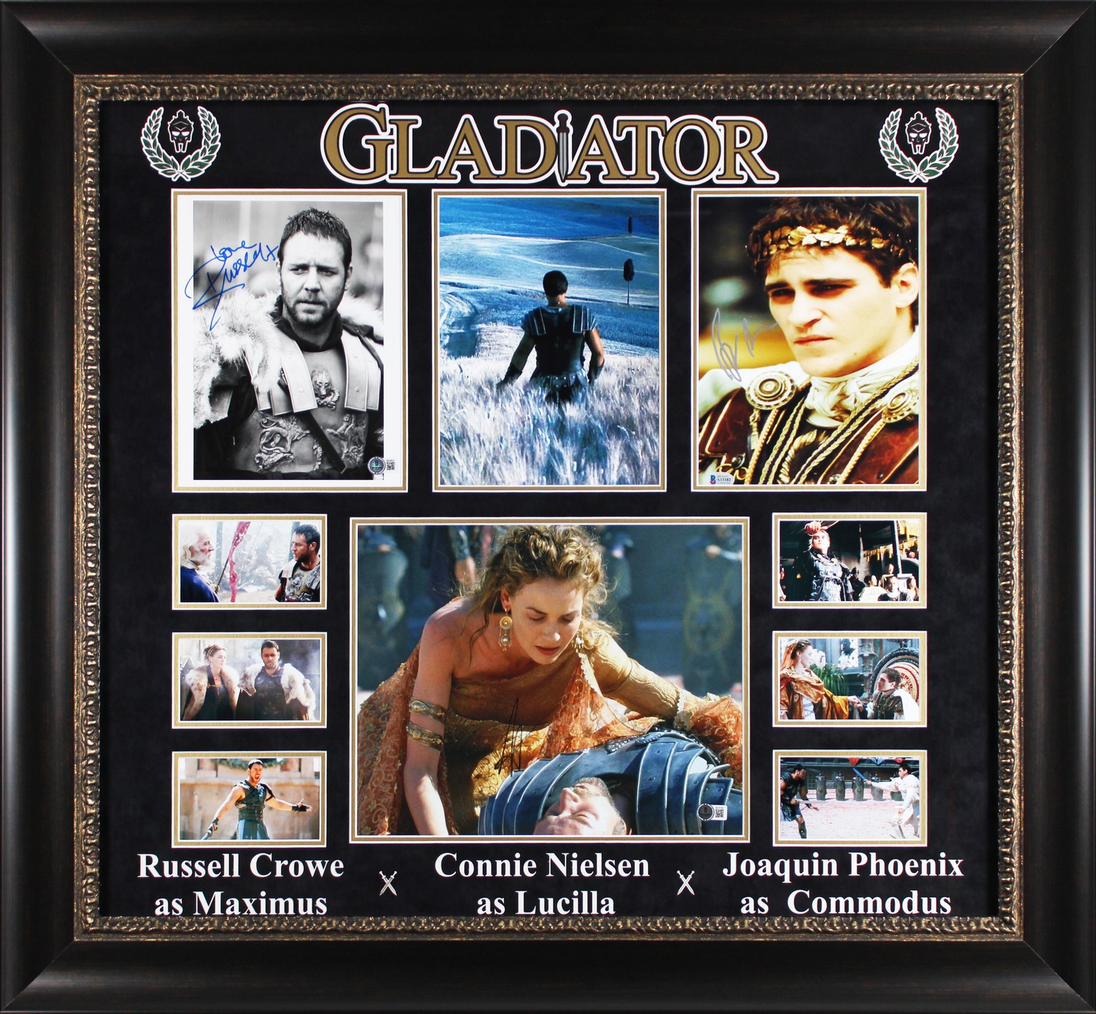 Gladiator (3) Crowe, Phoenix, & Nielsen Authentic Signed Framed Display ...