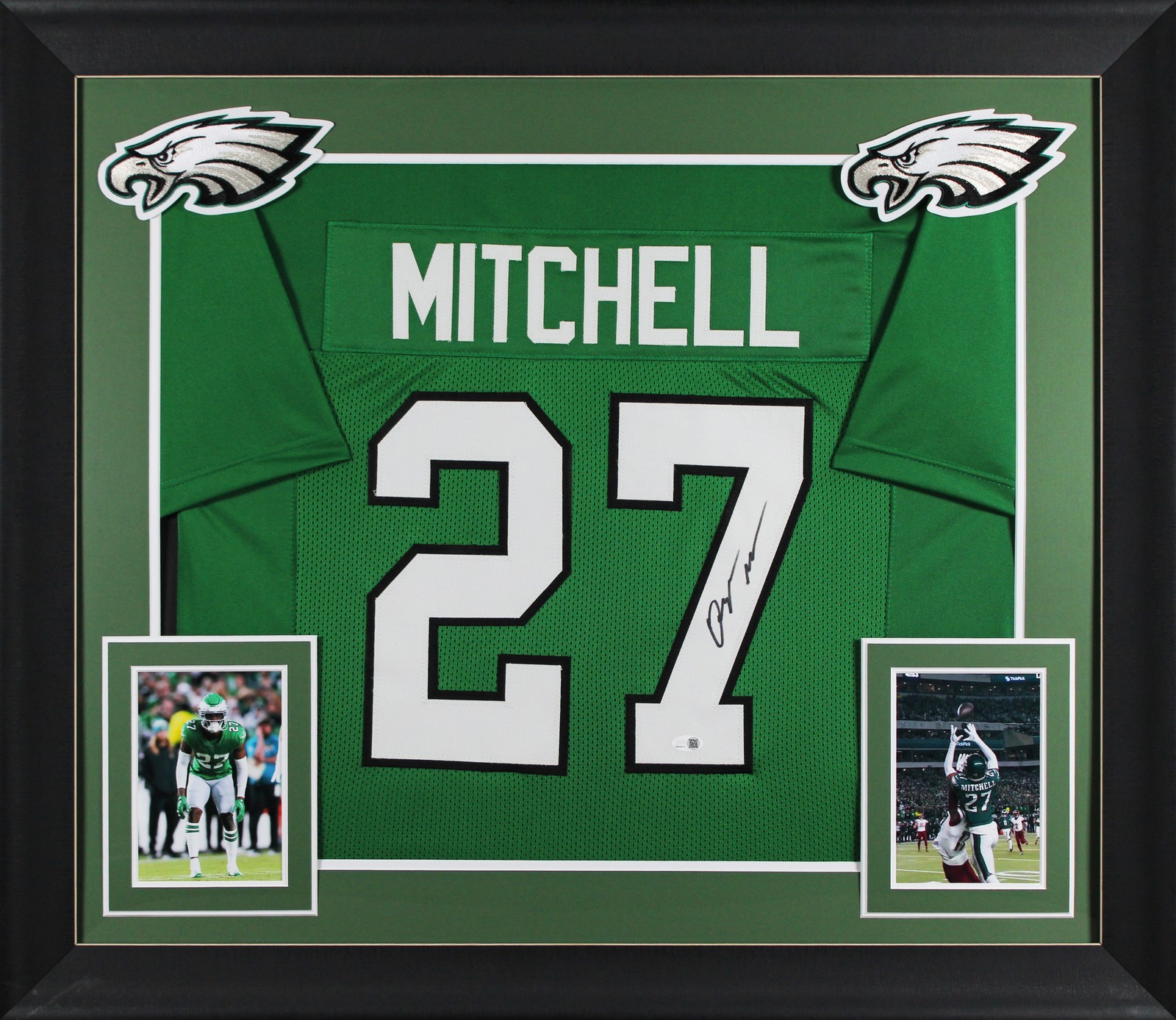 Quinyon Mitchell Signed Kelly Green Pro Style Framed Jersey JSA Witness ...