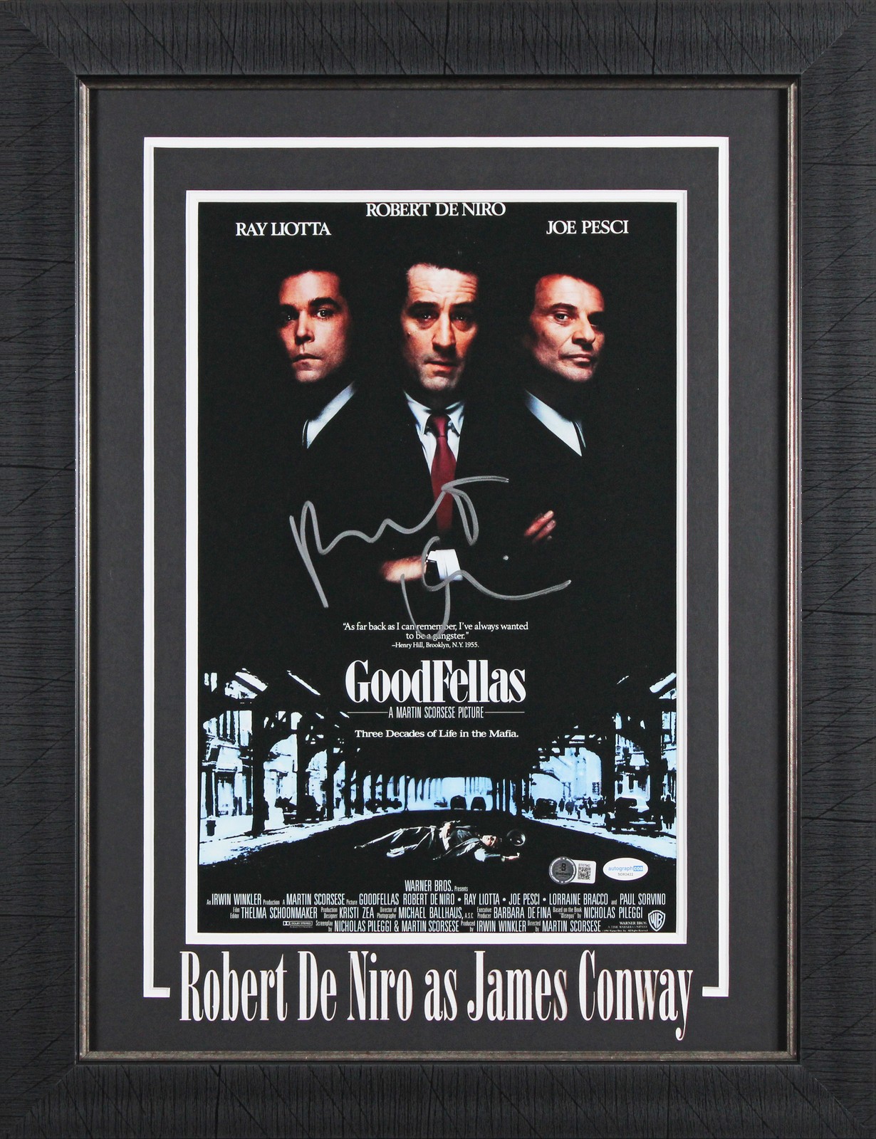 Robert DeNiro Goodfellas Authentic Signed Framed 11x17 MMP Photo BAS # ...