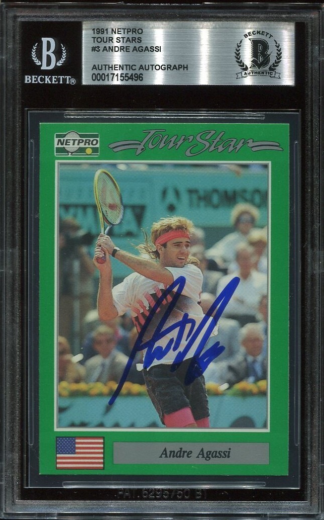 ANDRE AGASSI signed autographed 1991 NETPRO ROOKIE CARD RC BECKETT (BAS ...