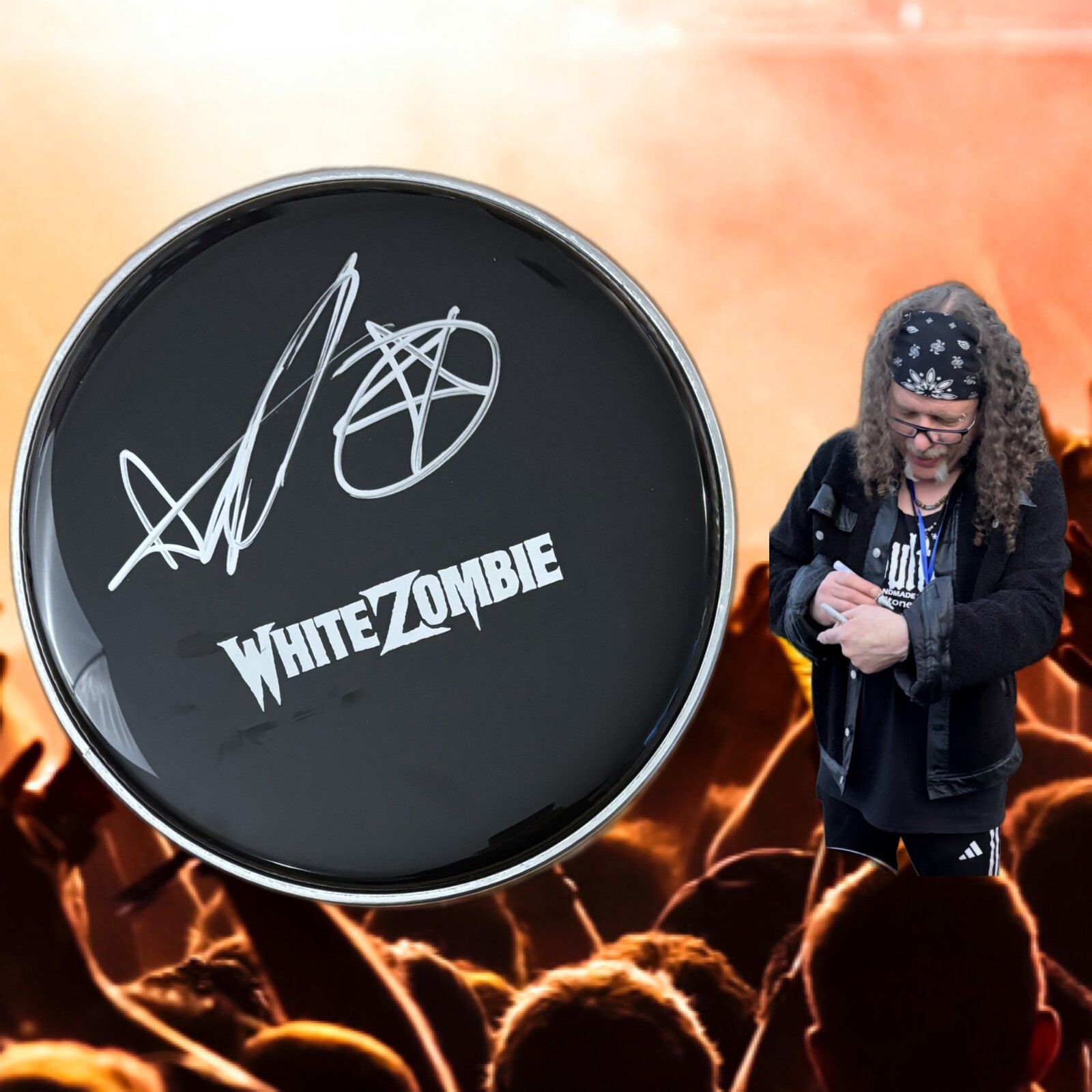 GFA Bianco Zombie Drummer Ivan De Prume Firmato 10 " Drumhead a Prova ...