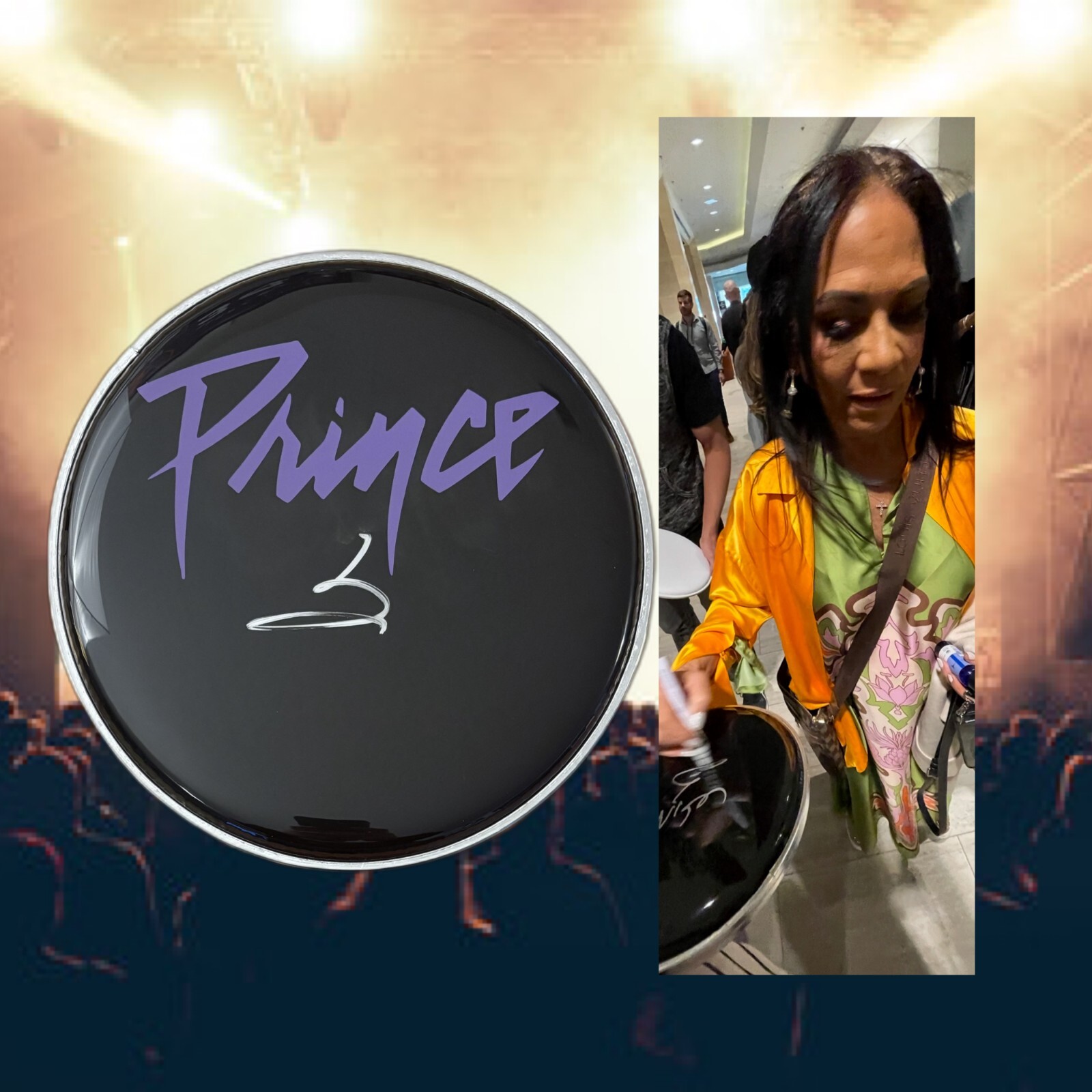 GFA Prince's Legendary Drummer Sheila E.Firmato 10 " Drumhead a Prova ...