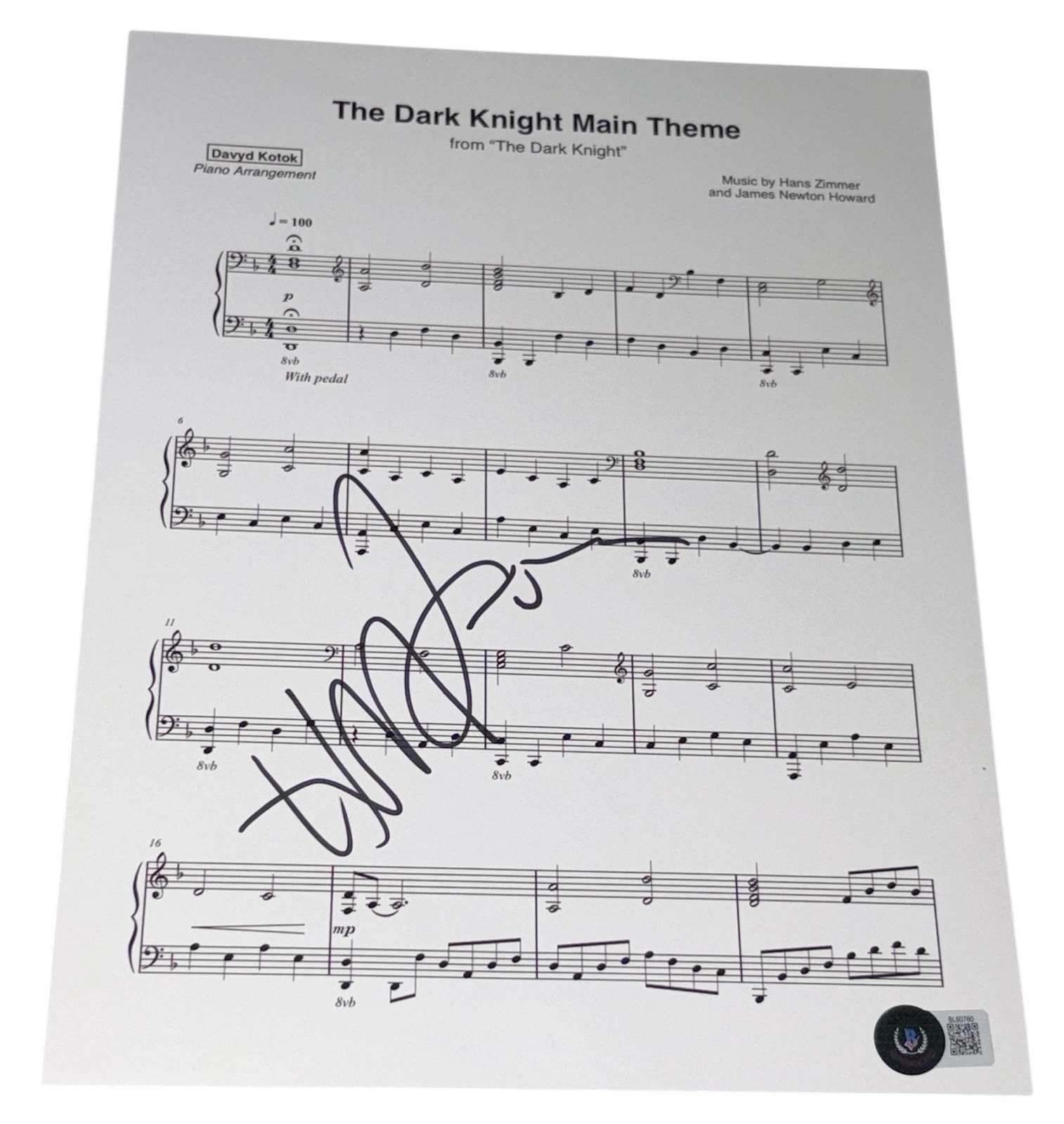 Hans Zimmer Signed Autograph The Dark Knight Main Theme Sheet Music ...