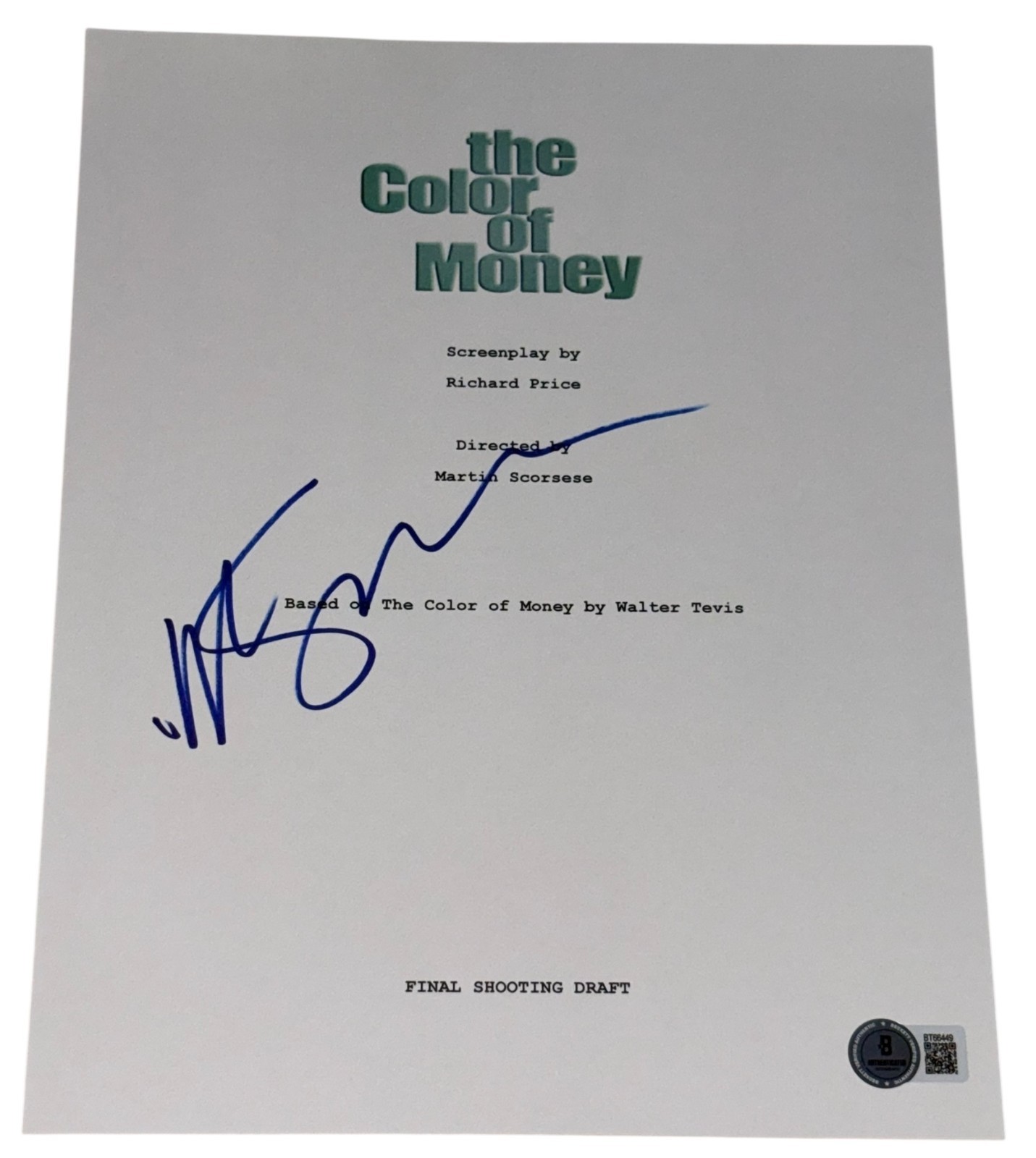 Martin Scorsese Signed Autograph The Color of Money Script Screenplay ...