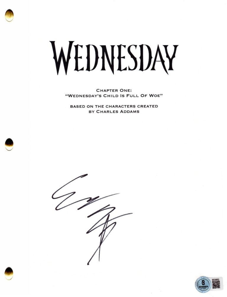Emma Myers Signed Wednesday Full Pilot Script Authentic Autograph ...