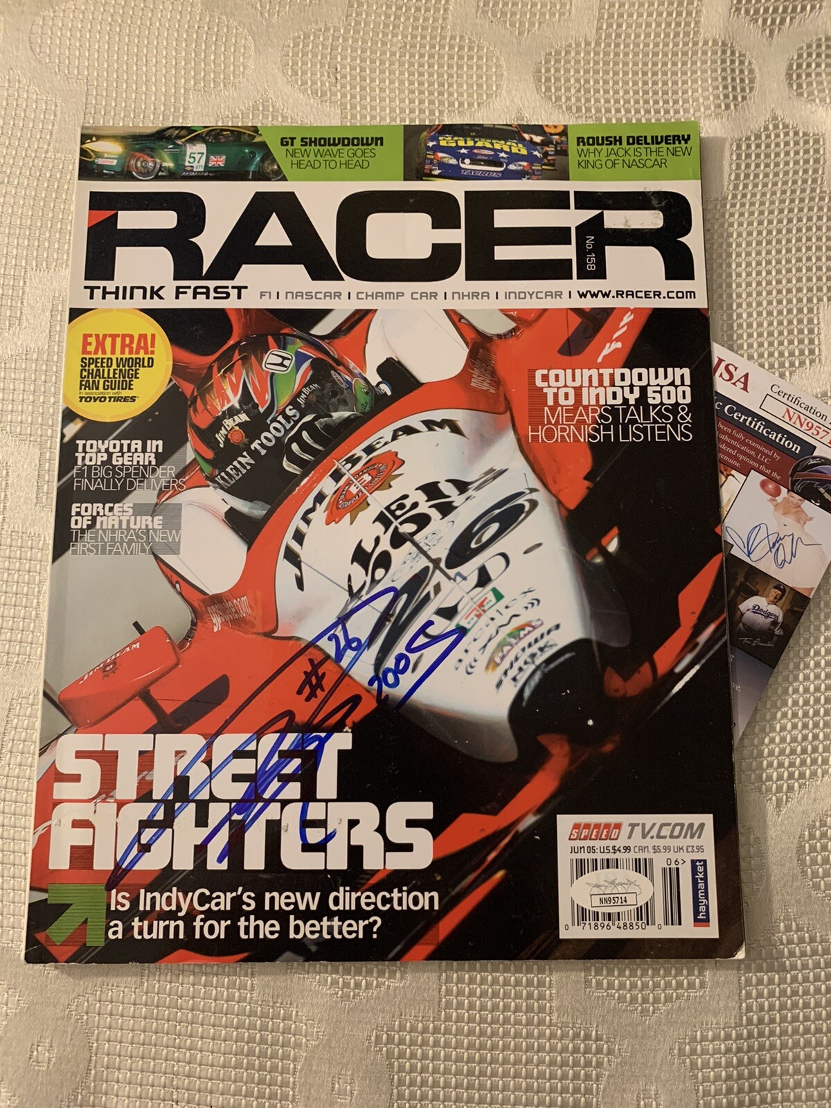 Dan Wheldon Signed Indy 500 Car Magazine Racer Autographed JSA ...