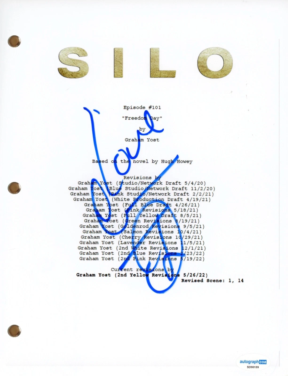 Common "Silo" Signed Autograph Pilot Script Full TV Screenplay Actor ...