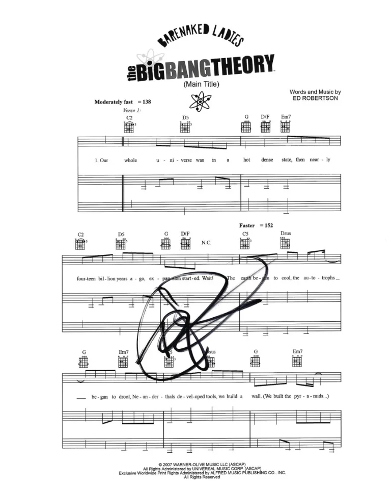 Ed Robertson of Barenaked Ladies REAL SIGNED Big Bang Theory Sheet ...