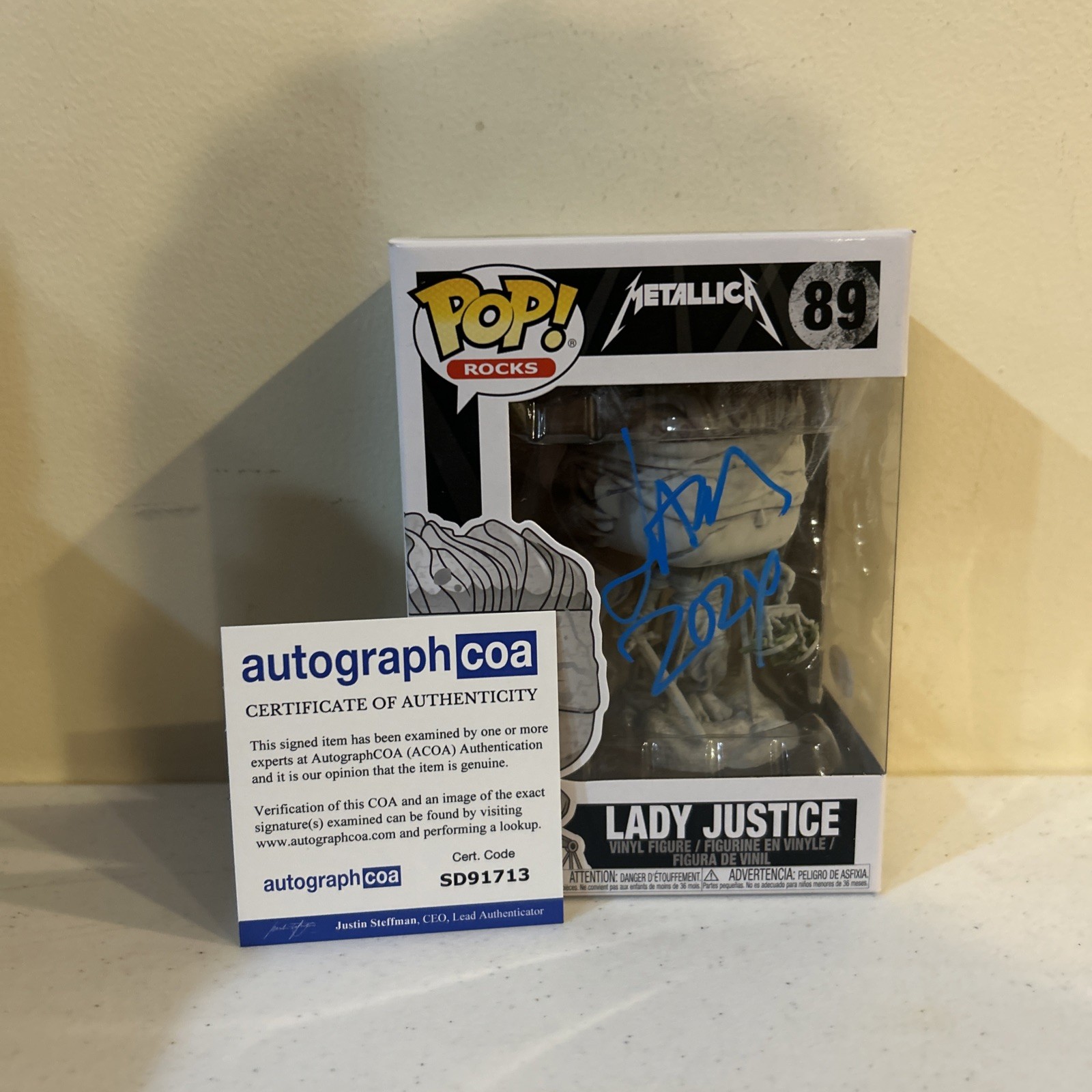 JASON NEWSTED SIGNED AUTOGRAPH LADY JUSTICE METALLICA FUNKO POP FIGURE ...