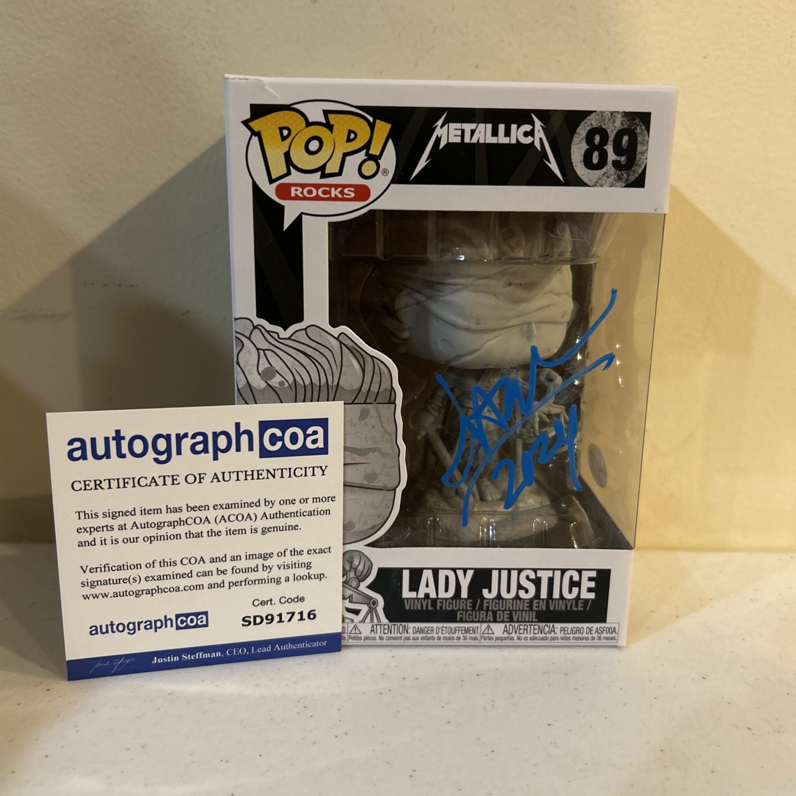 JASON NEWSTED SIGNED AUTOGRAPH LADY JUSTICE METALLICA FUNKO POP FIGURE ...