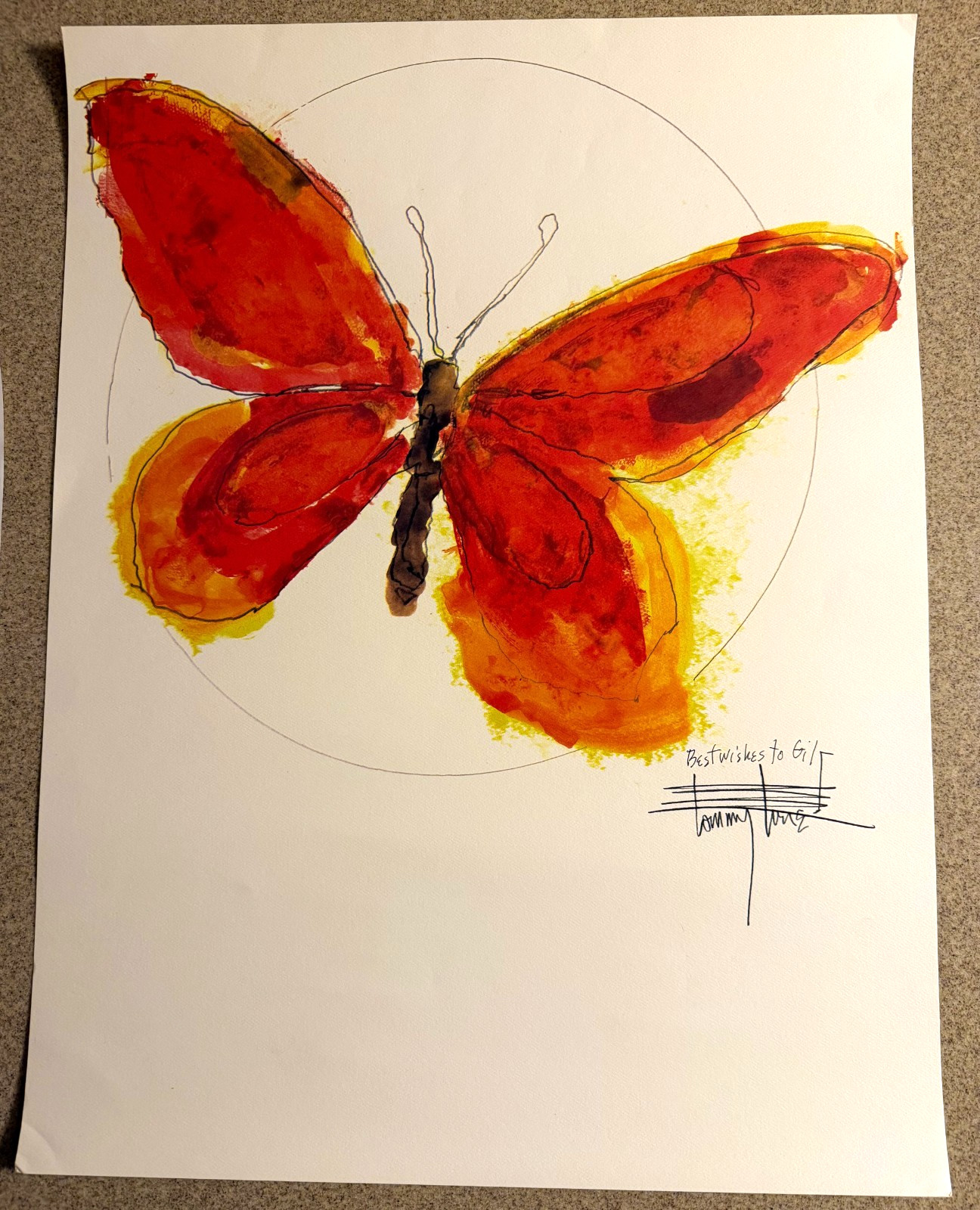 TOMMY TUNE singer Butterfly Artwork poster w/ REAL hand SIGNED letter ...