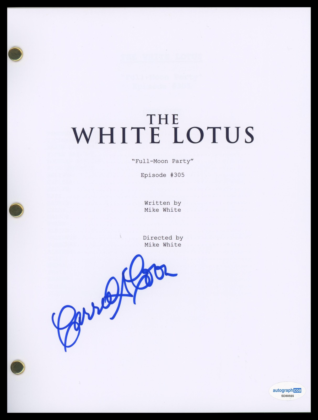 Carrie Coon "The White Lotus" AUTOGRAPH Signed 'Full-Moon Party' Script ...