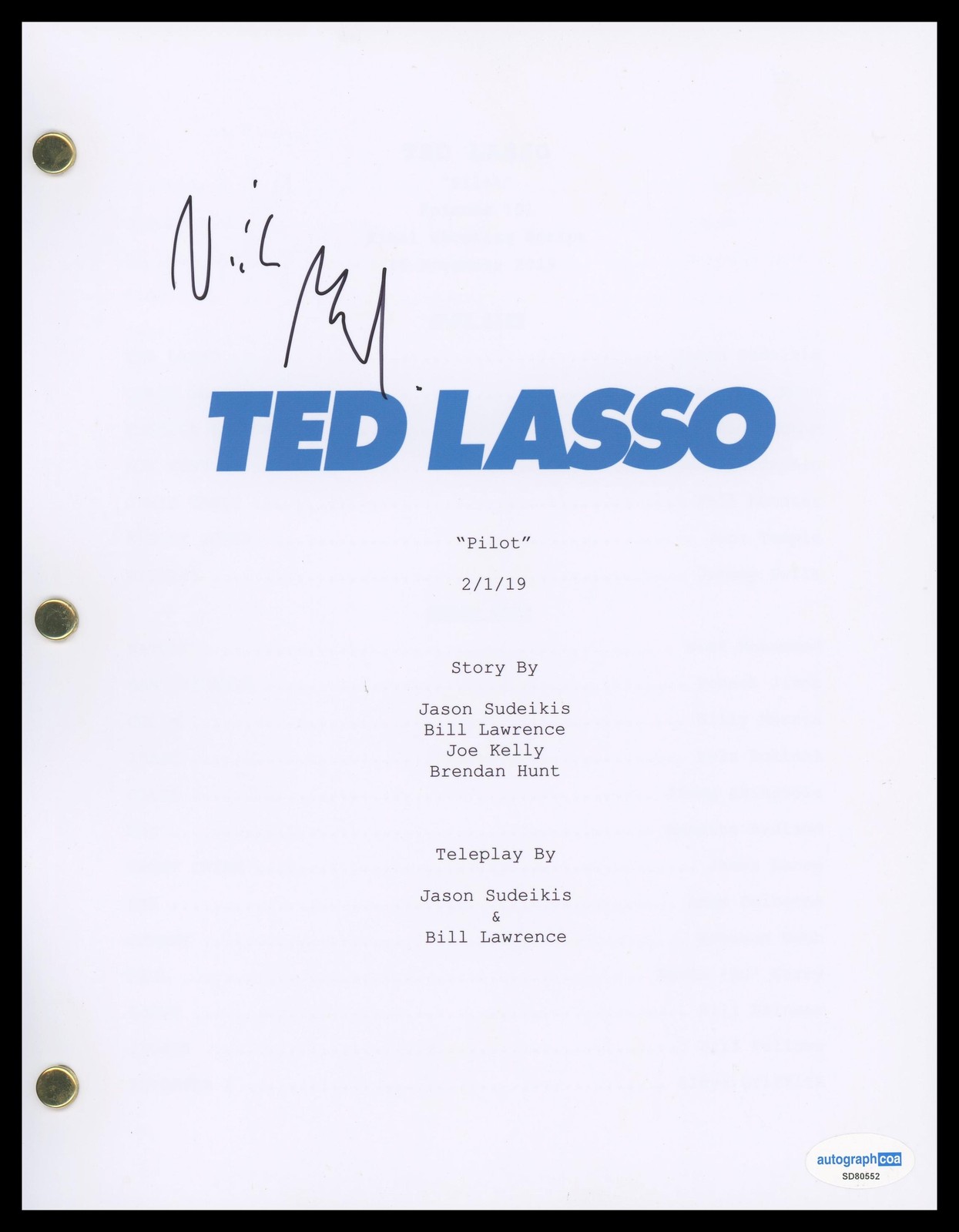 Nick Mohammed "Ted Lasso" AUTOGRAPH Signed 'Nate' Full Pilot Episode ...