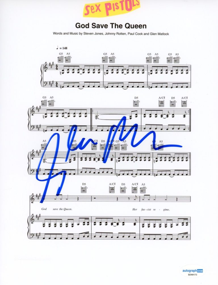 Glen Matlock SEX PISTOLS Signed Autograph 'God Save The Queen' Lyric ...