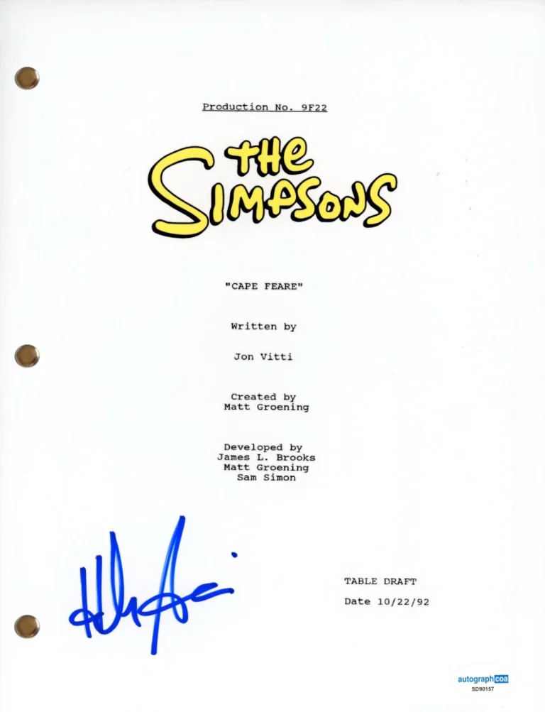 Hank Azaria "The Simpsons" Signed Autograph 'Cape Feare' Script ...