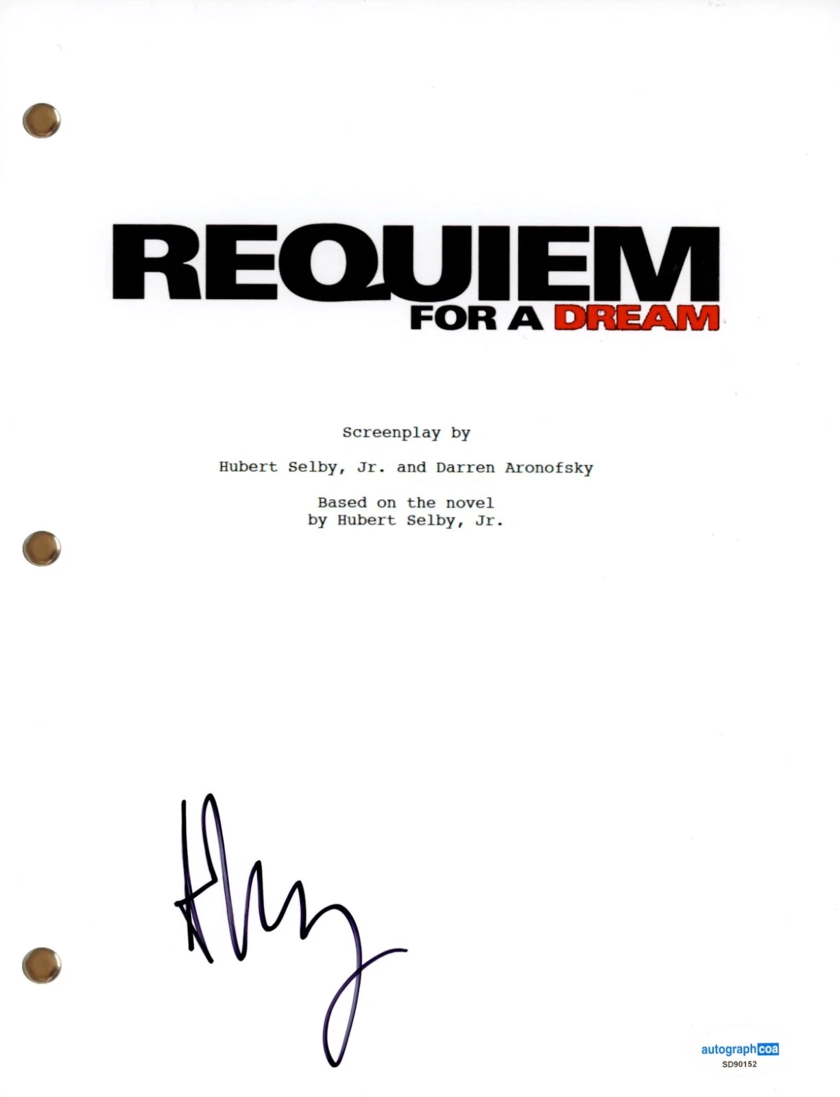 Darren Aronofsky "Requiem for a Dream" Signed Autograph Script Screenplay ACOA | Autographia