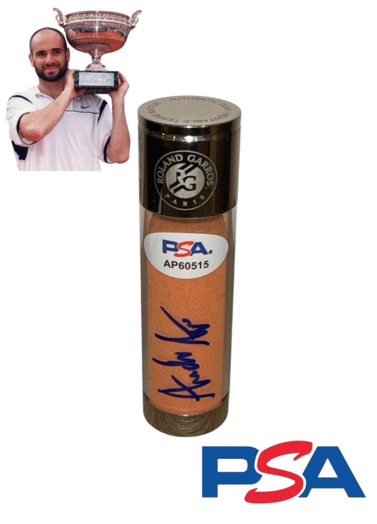 Andre Agassi Signed Roland Garros Paris French Open Match Used Clay PSA ...