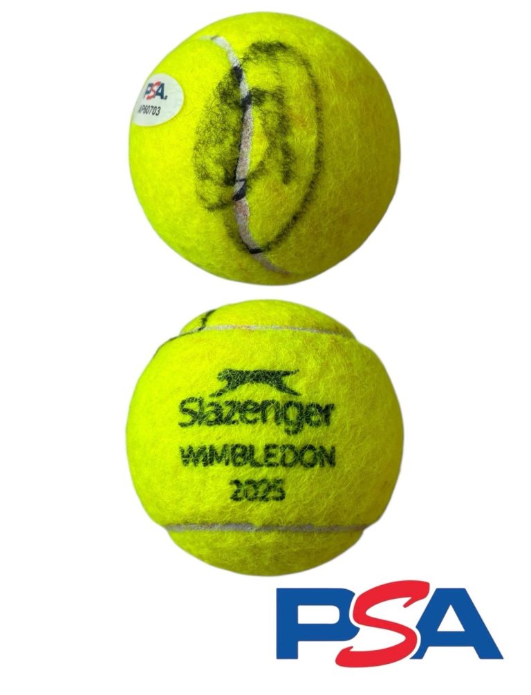 Novak Djokovic Signed Match Used 2025 Wimbledon Tennis Ball PSA AUTO ...