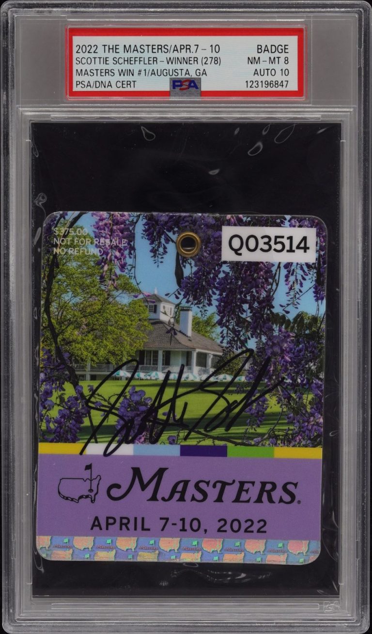 Scottie Scheffler Signed Autographed 2022 Masters Badge PSA/DNA 8 Full ...