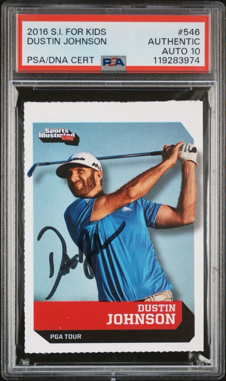 2016 SI For Kids #546 Dustin Johnson Signed Golf Rookie Card PSA GEM MT ...