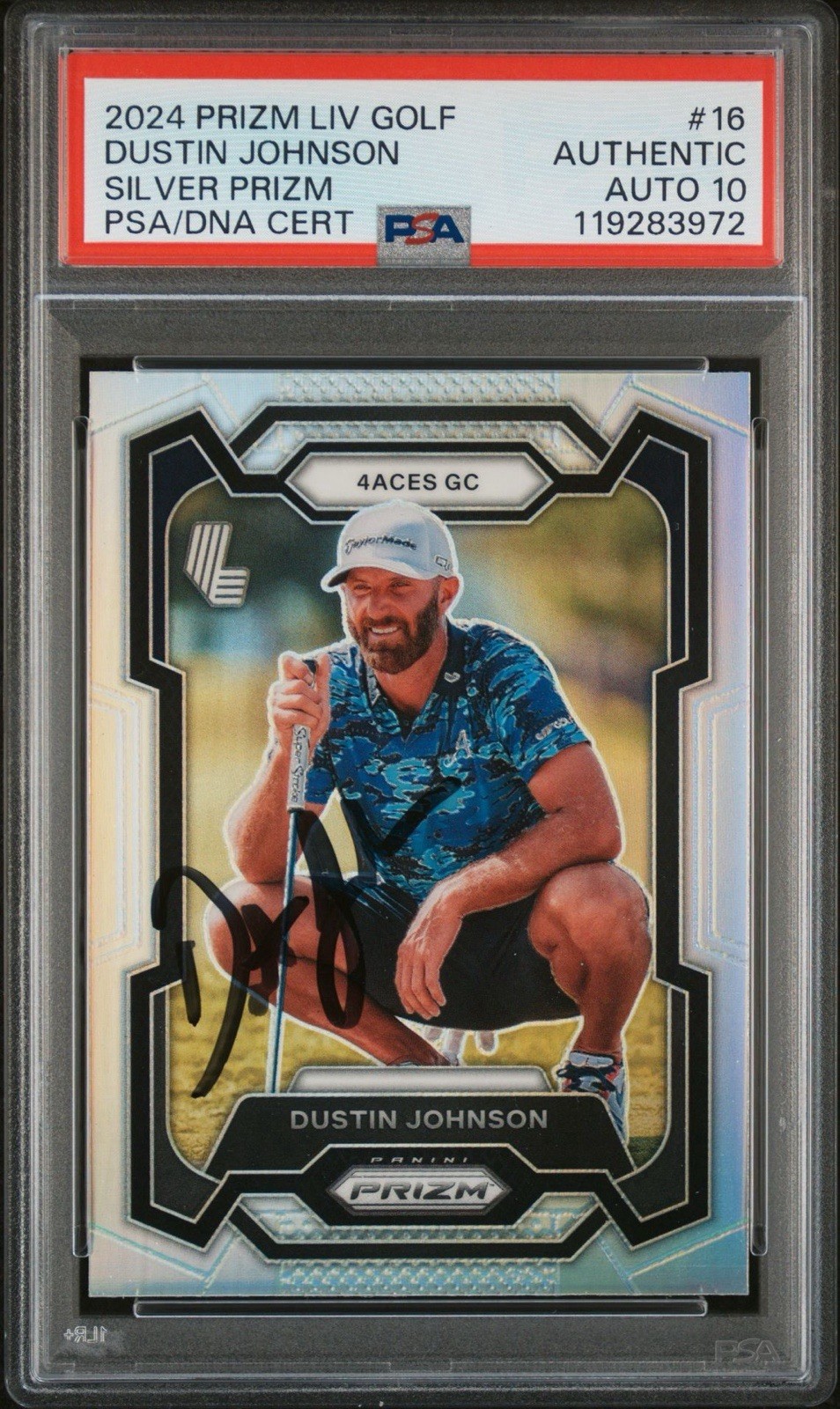2024 Panini Prizm LIV Golf #16 Dustin Johnson Signed Silver PSA GEM MT ...