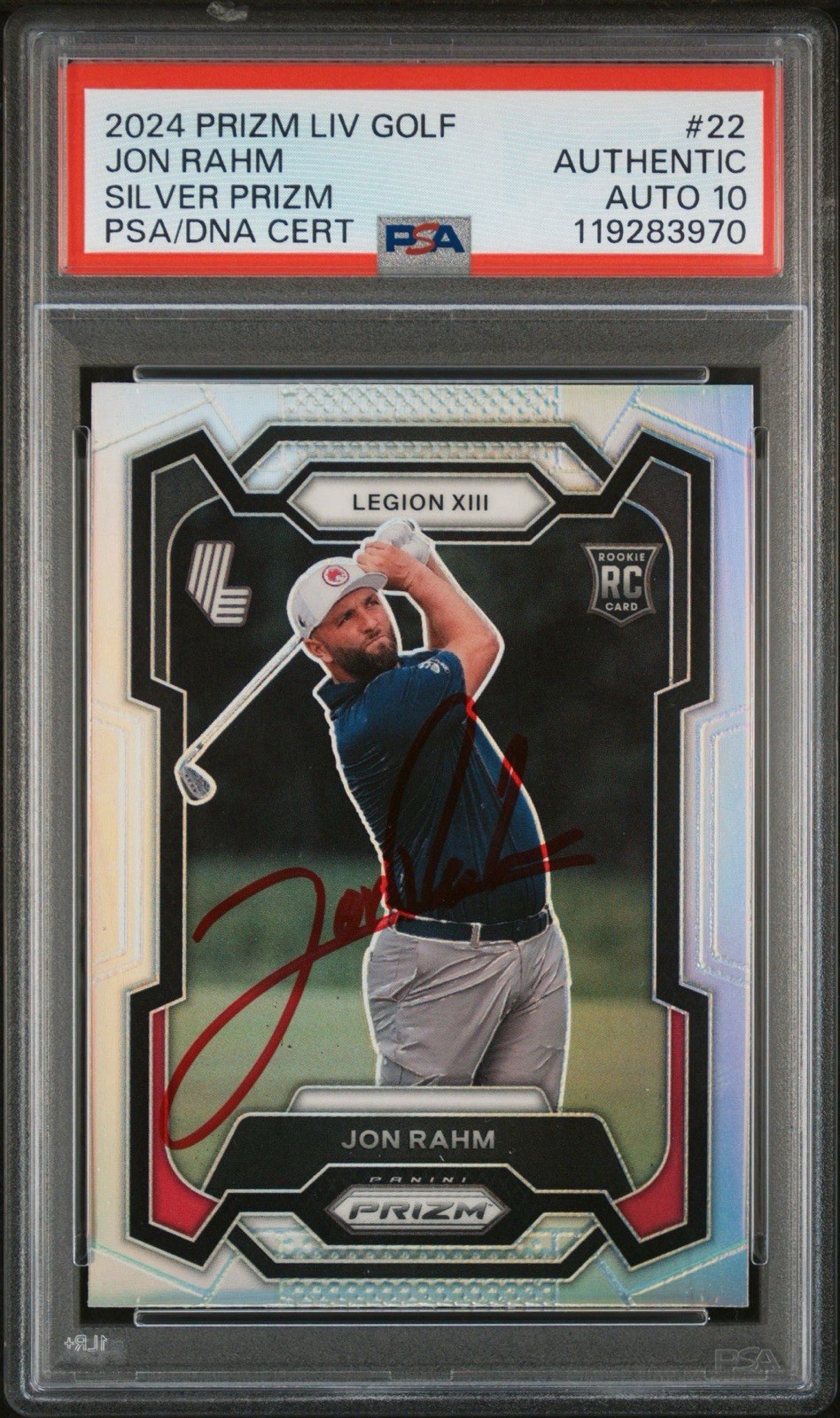 2024 Panini Prizm LIV Golf #22 Jon Rahm Signed Silver Rookie PSA GEM MT ...
