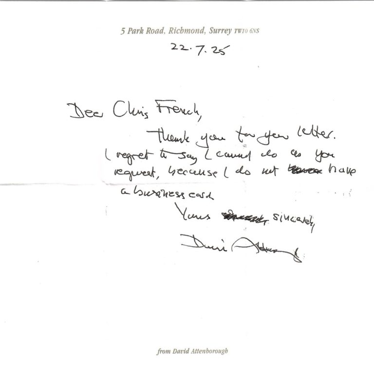 DAVID ATTENBOROUGH HAND SIGNED+HAND WRITTEN LETTER+COA AWESOME+RARE ...