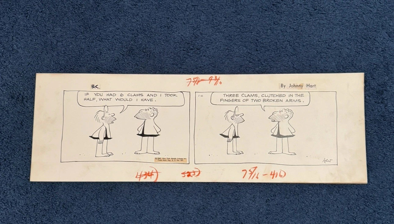 AWESOME B.C. ORIGINAL DAILY COMIC STRIP ART Johnny Hart 1/16/1960 ...