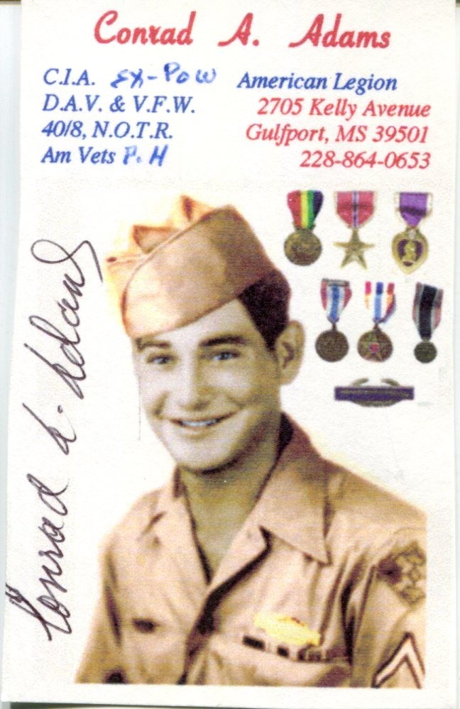 Conrad A Adams POW US Army WWII Bronze Star Rare Signed Autograph Biz ...
