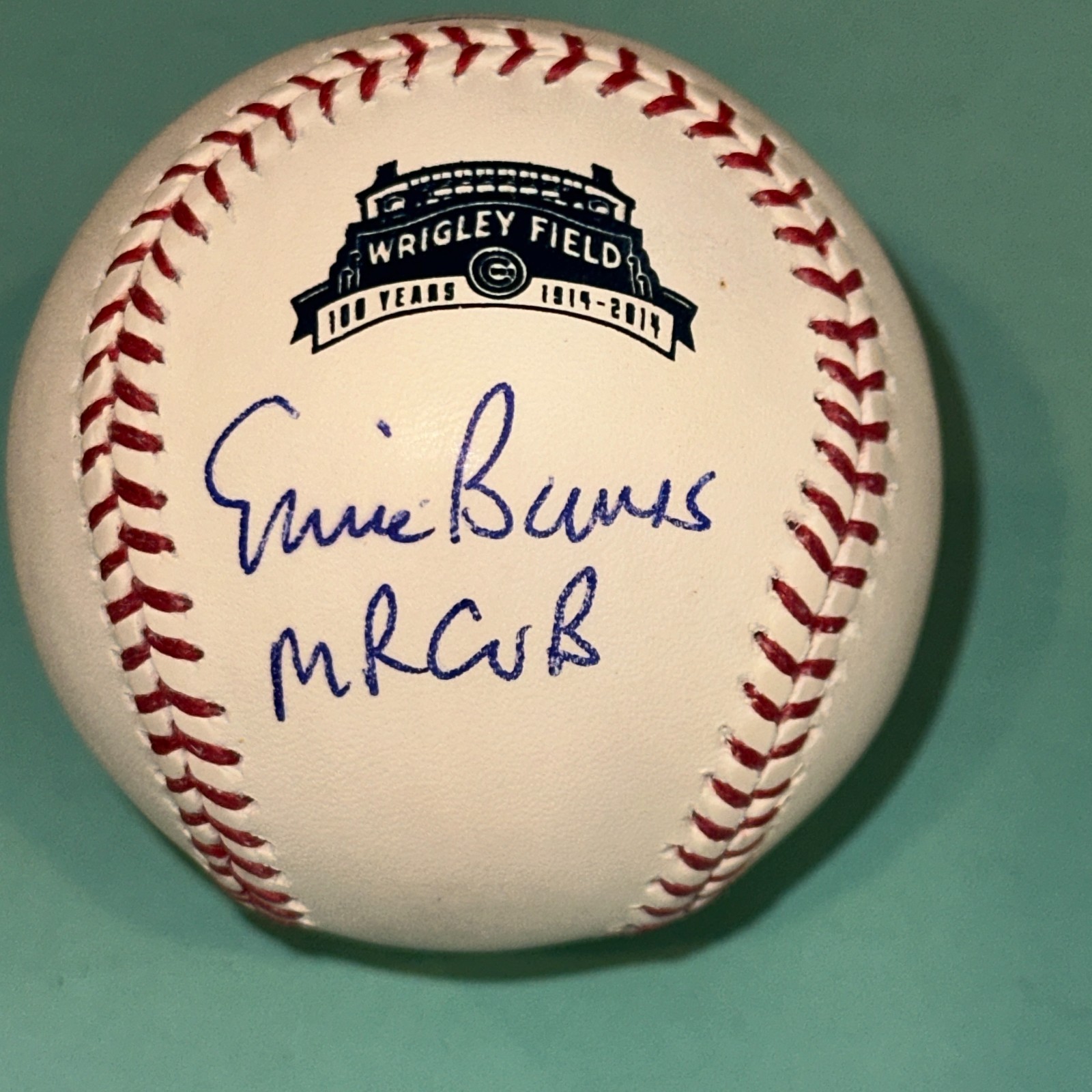 ERNIE BANKS Signed Official WRIGLEY 100th Baseball w/ Beckett & MR CUB ...