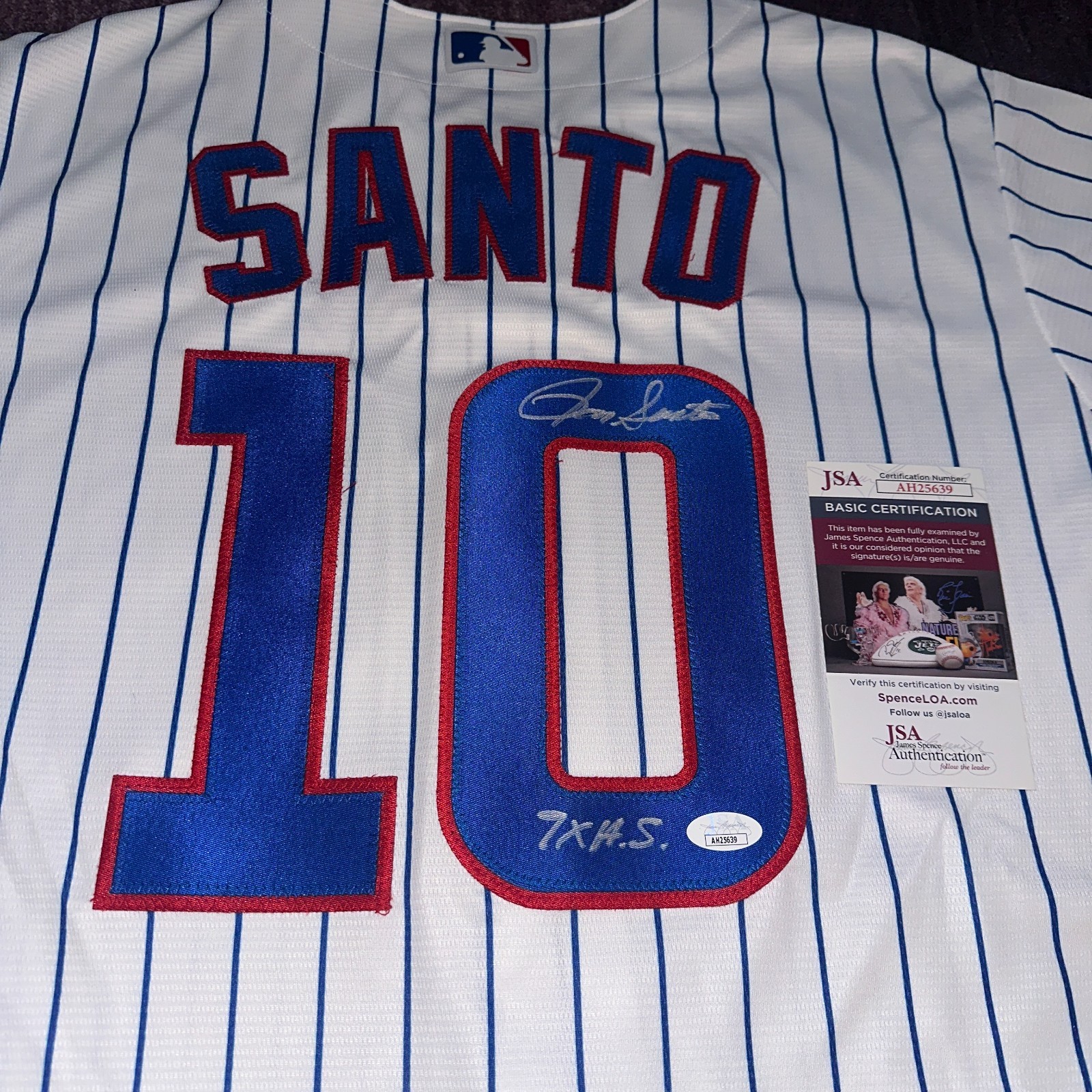 RON SANTO Signed Chicago CUBS MAJESTIC Jersey w/ JSA COA & 9X ALL-STAR ...