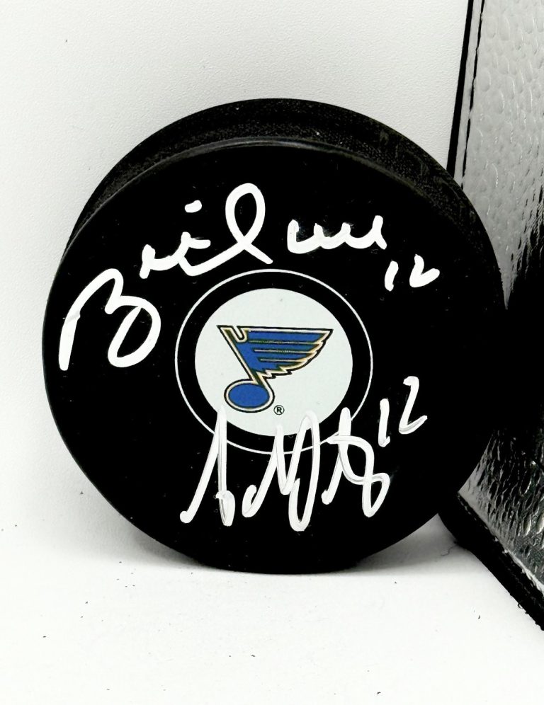 Brett Hull & Adam Oates signed St. Louis Blues Logo Puck Beckett ...