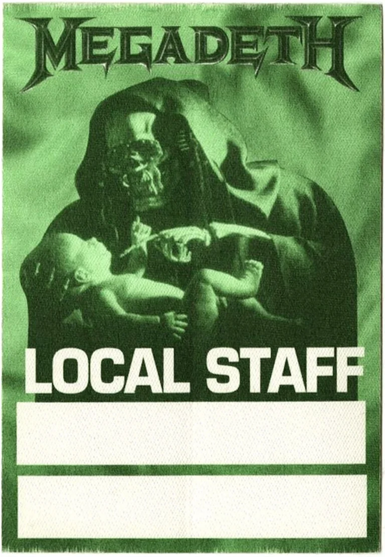 Megadeth 1994 Youthanasia Concert Tour Local Staff Backstage Pass ...
