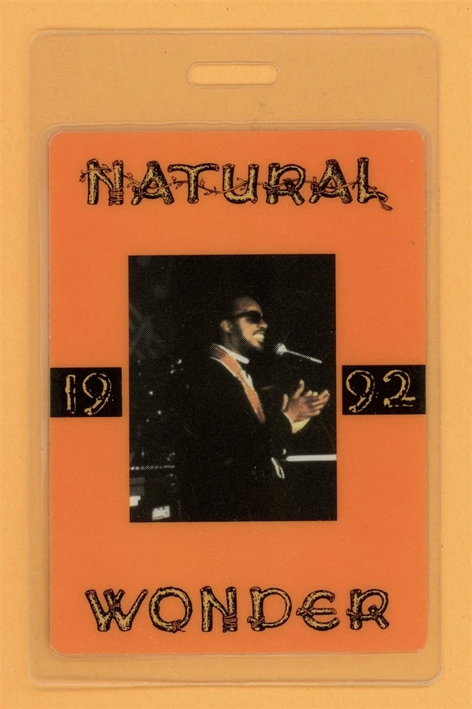 Stevie Wonder 1992 Natural Wonder Tour Laminated Backstage Pass ...