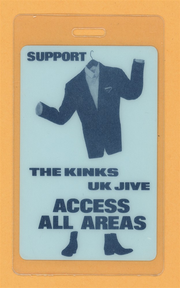 The Kinks 1989 UK Jive Tour Support Laminated Backstage Pass | Autographia
