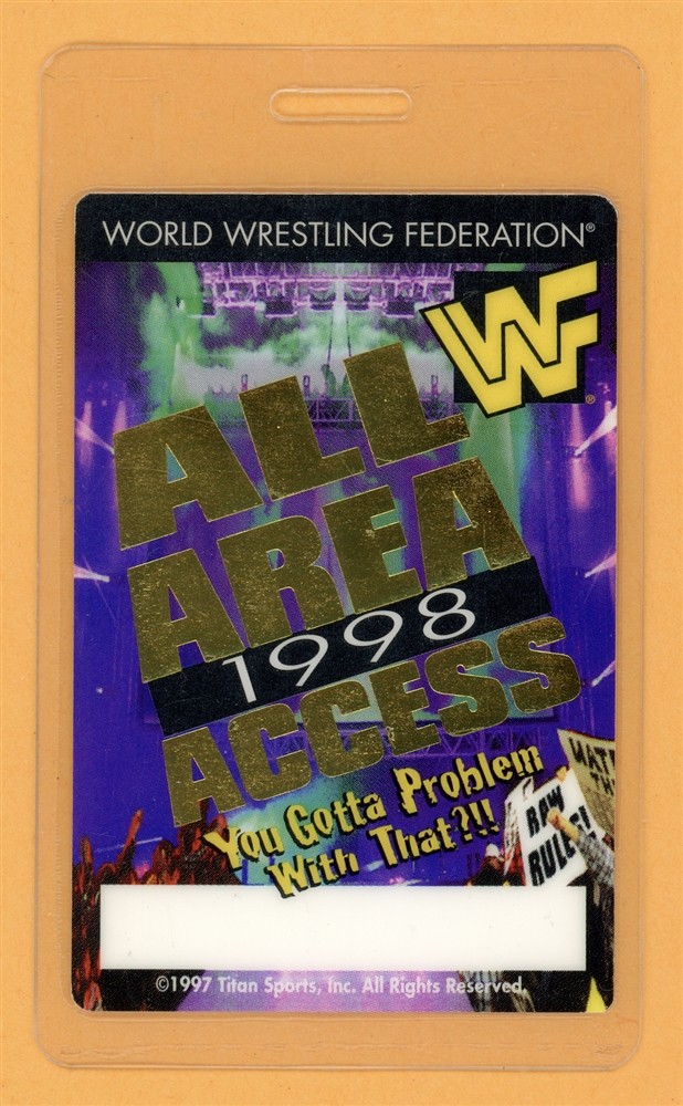 WWF World Wrestling Federation 1998 All Area Access Laminated Backstage ...
