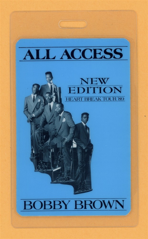 New Edition 1989 Heartbreak Tour Bobby Brown Laminated Backstage Pass ...