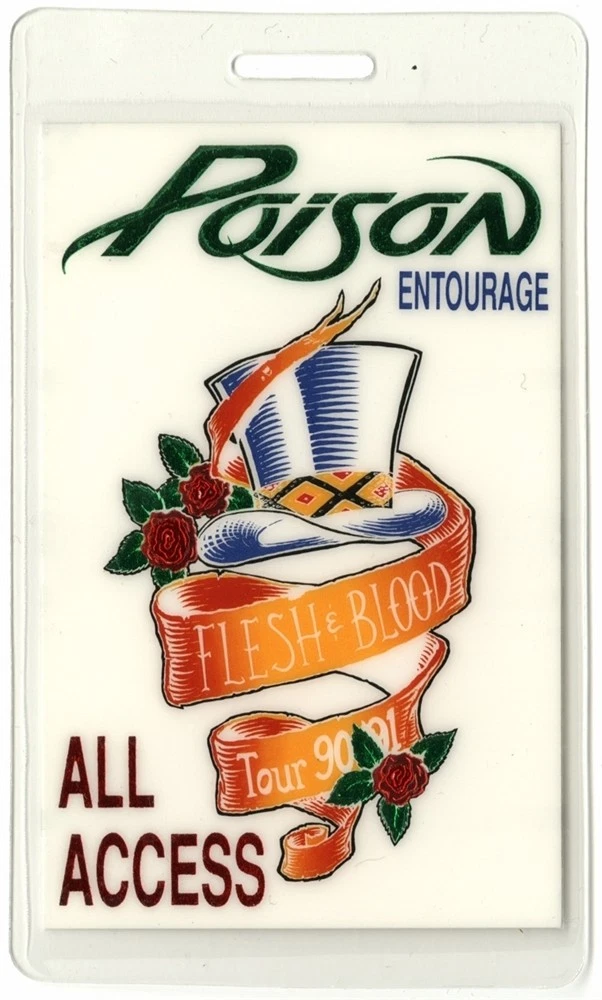 Poison 1990 Flesh and Blood Concert Tour All Access Laminated Backstage ...