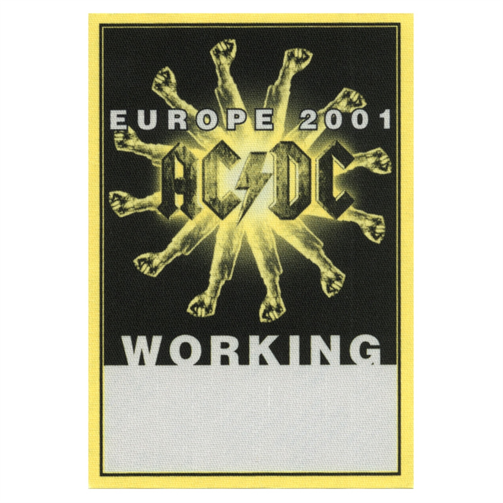 AC/DC 2001 Stiff Upper Lip Concert Tour Working Crew Backstage Pass ...